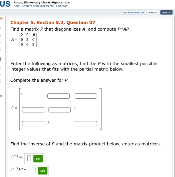Solved U s Anton, Elementary Linear Algebra: 11e Help System | Chegg.com