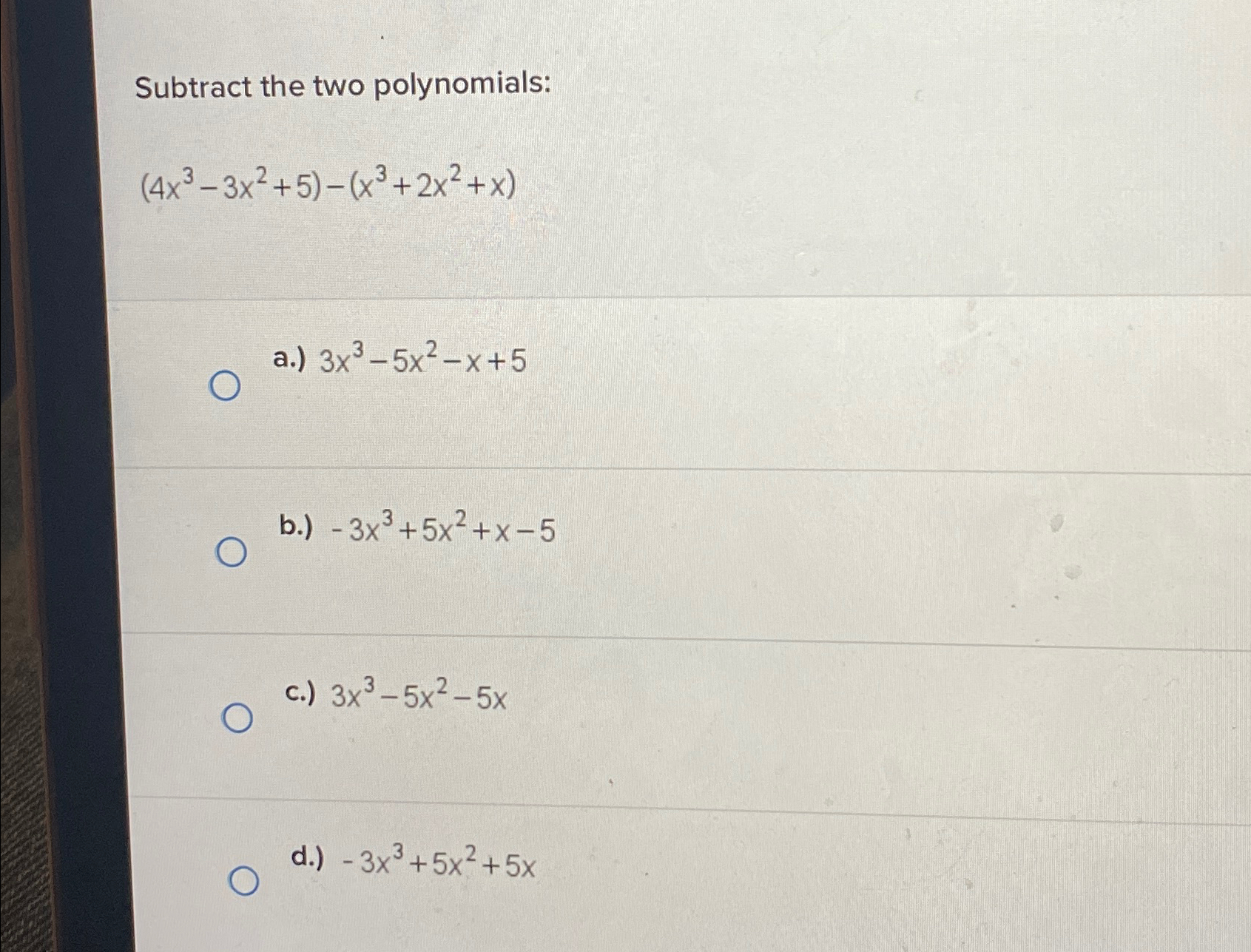 Solved Subtract the two | Chegg.com