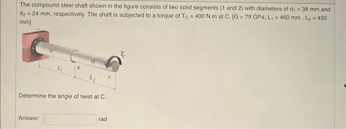Solved The compound steel shaft shown in the figure consists | Chegg.com