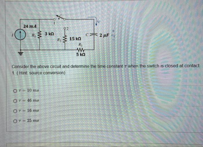 Solved Consider the above circuit and determine the time | Chegg.com