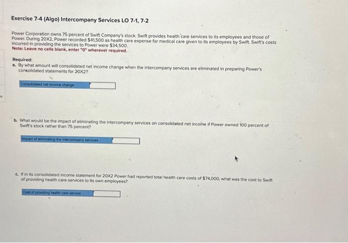 Solved Exercise 7-4 (Algo) Intercompany Services LO 7-1, 7-2 | Chegg.com