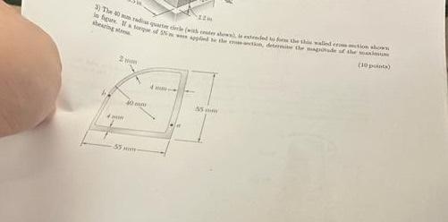Solved 3) The 40 mm radius quarter circle (with center | Chegg.com