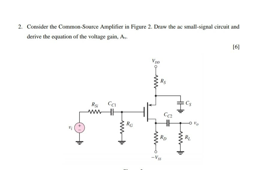 Solved 2. Consider the Common-Source Amplifier in Figure 2. | Chegg.com