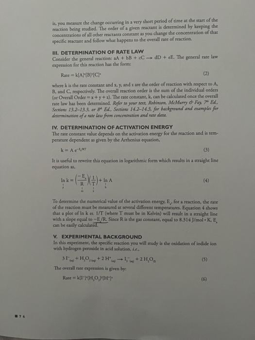 Solved I. Determination of the rate law expression. Write | Chegg.com