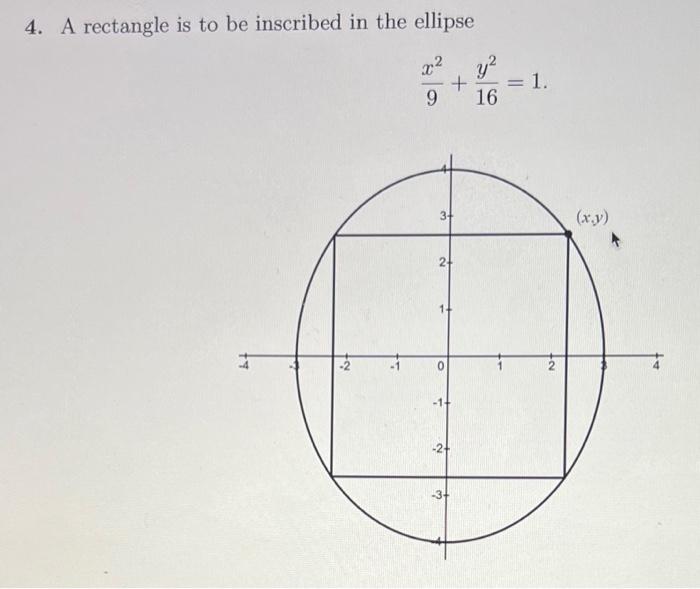 Solved 4. A rectangle is to be inscribed in the ellipse | Chegg.com