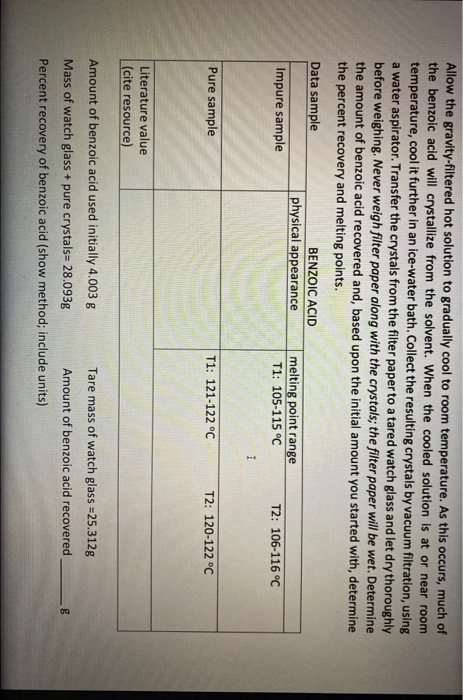 Solved Allow the gravity-filtered hot solution to gradually | Chegg.com