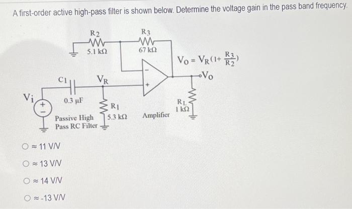 Solved A first-order active high-pass filter is shown below. | Chegg.com