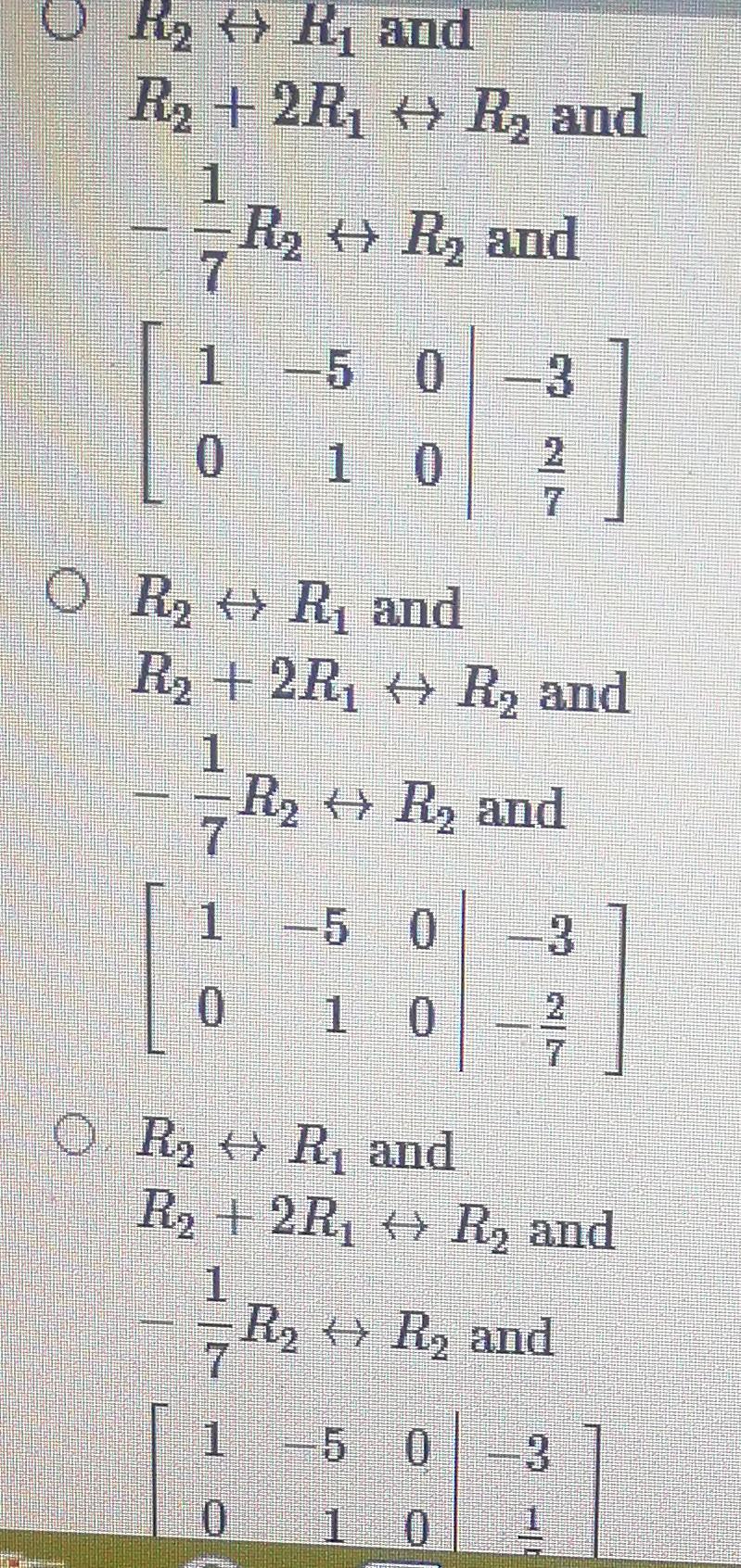 Solved Assume that the following row operations | Chegg.com