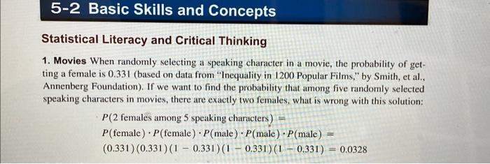 Solved 5-2 Basic Skills and Concepts Statistical Literacy | Chegg.com