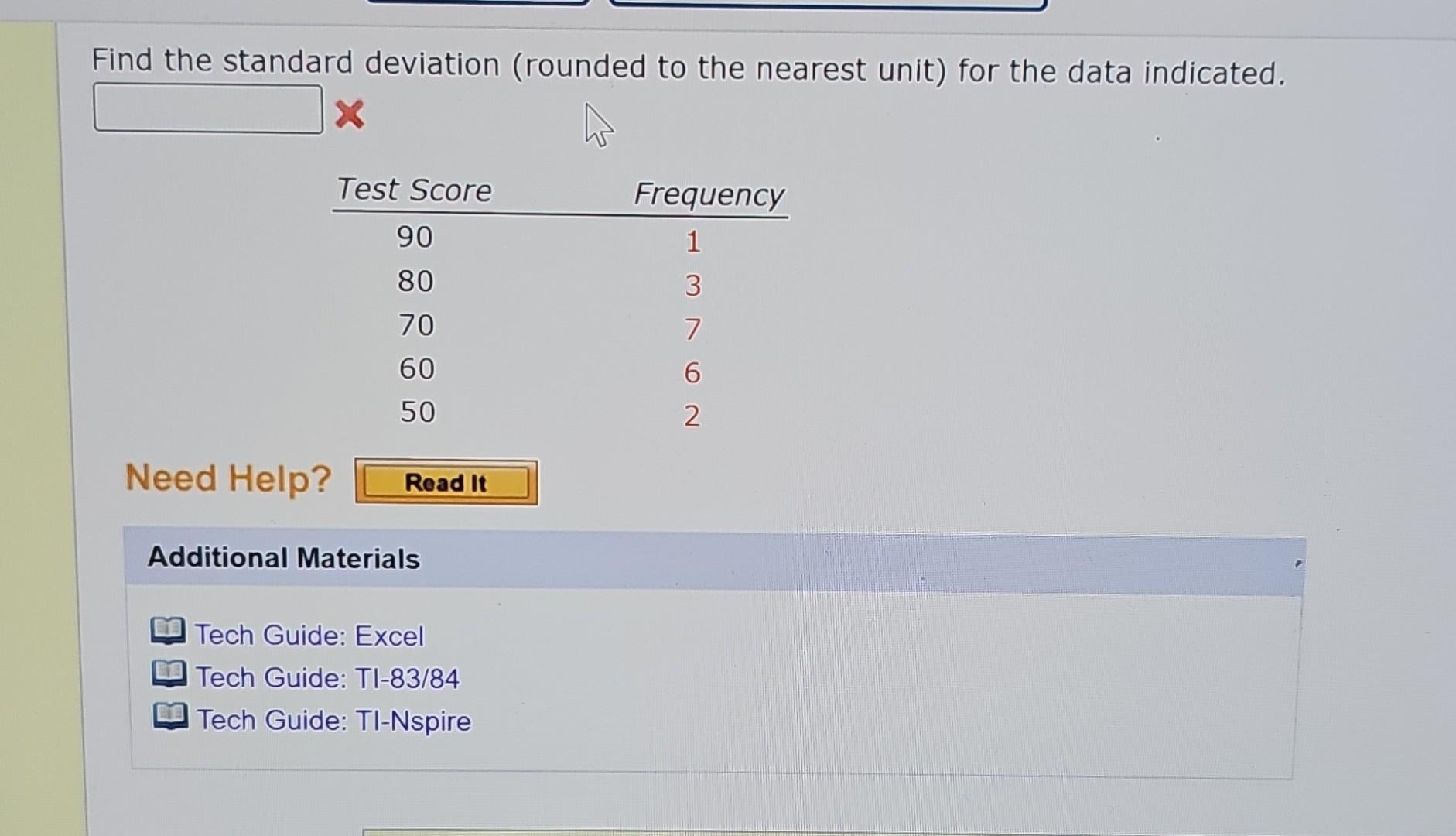 Solved Find the standard deviation (rounded to the nearest | Chegg.com