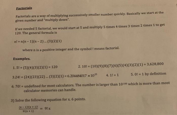 Solved Factorials are a way of multiplying successively | Chegg.com
