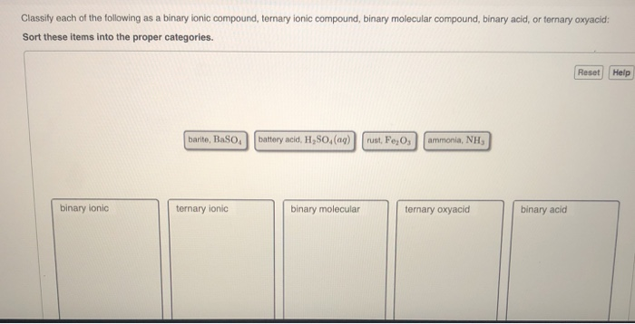 Solved Classiły each of the following as a binary ionic | Chegg.com