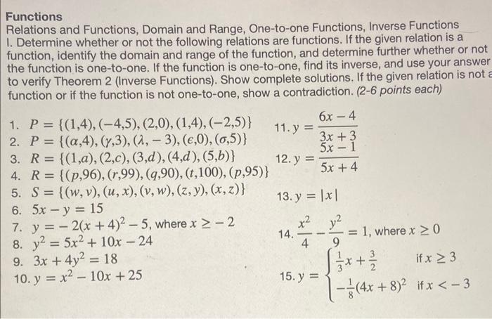 Solved Functions Relations and Functions, Domain and Range, | Chegg.com
