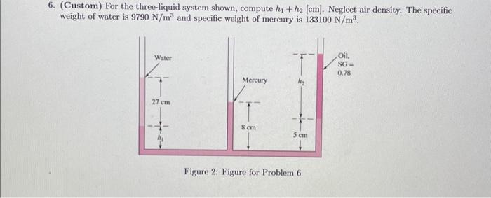 Solved 6. (Custom) For the three-liquid system shown, | Chegg.com