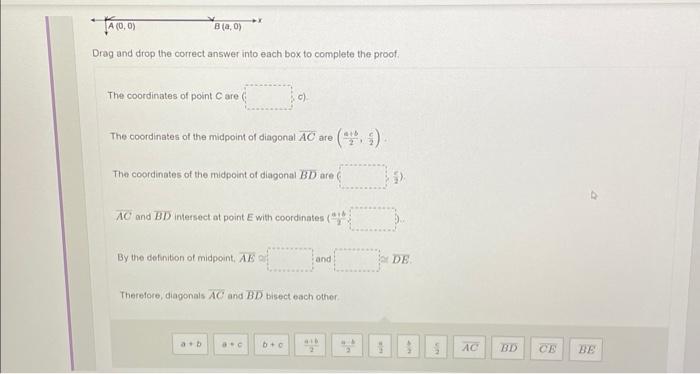 Solved Becky is writing a coordinate proof to show that the | Chegg.com