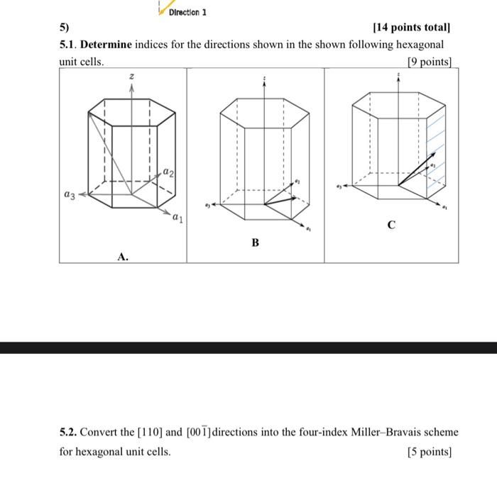 Solved 5.1. Determine indices for the directions shown in | Chegg.com