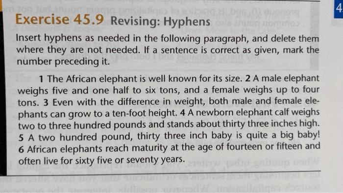 4. Exercise 45.9 Revising: Hyphens Insert hyphens as | Chegg.com