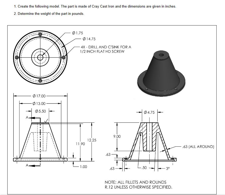 Solved Solidworks. Dont need the work, just the final | Chegg.com