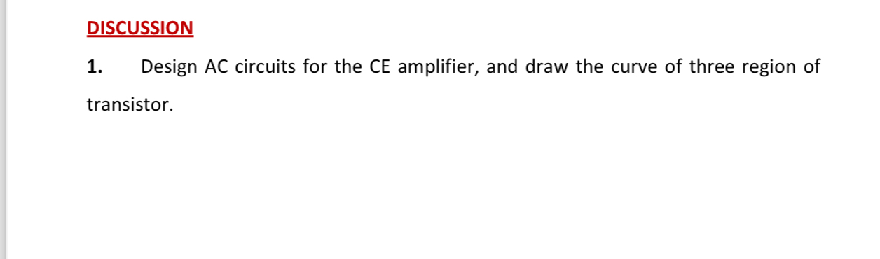 Solved DISCUSSIONDesign AC ﻿circuits for the CE ﻿amplifier, | Chegg.com