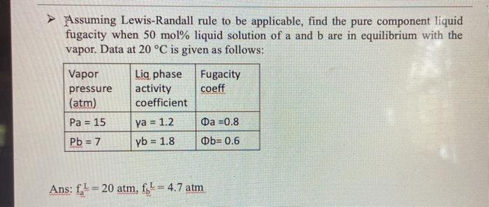 Solved Assuming Lewis-Randall rule to be applicable, find | Chegg.com