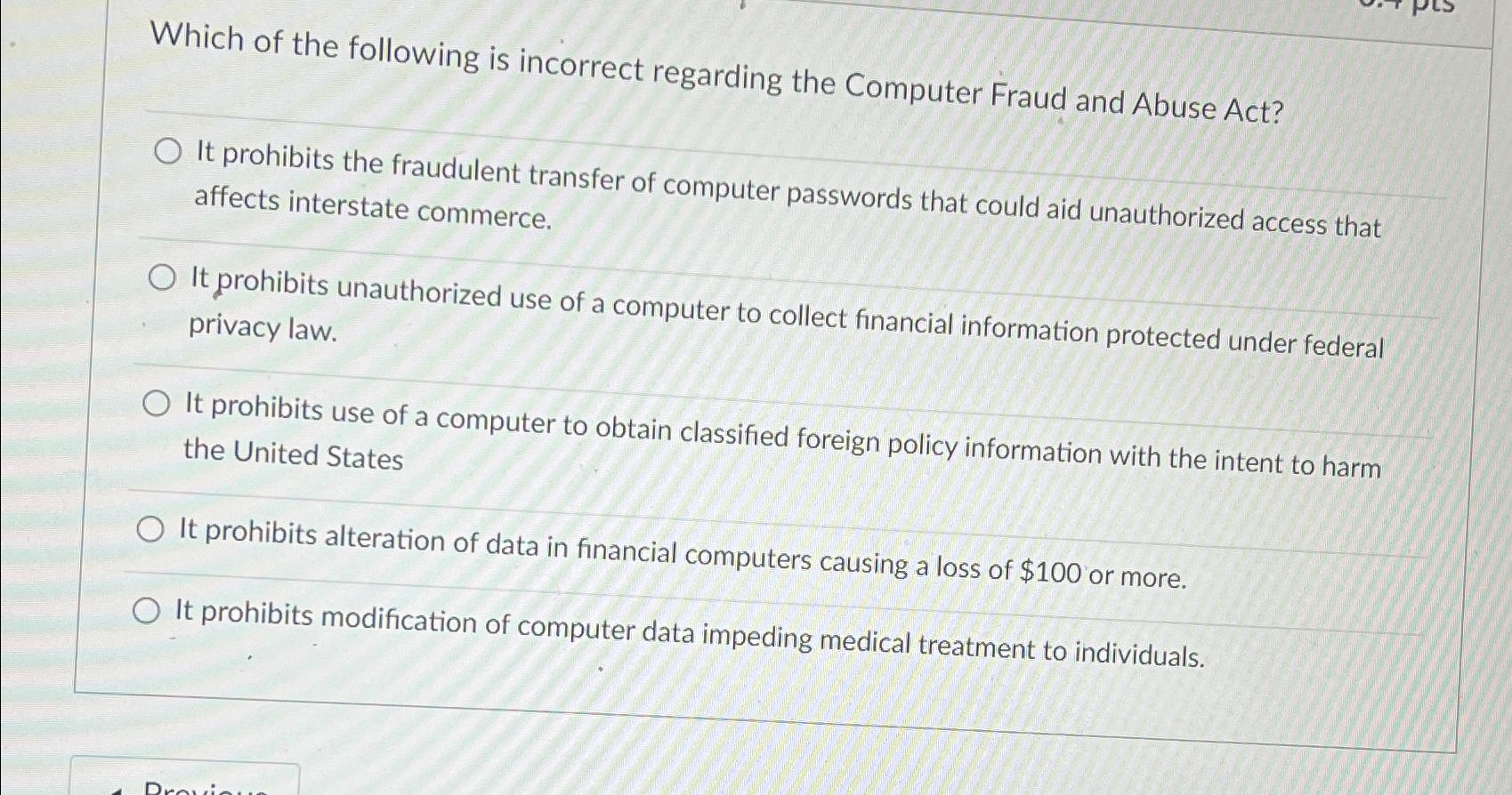 Solved Which of the following is incorrect regarding the | Chegg.com