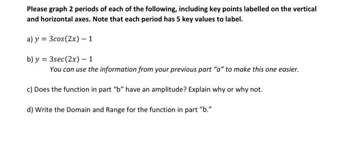 Solved Please graph 2 periods of each of the following, | Chegg.com