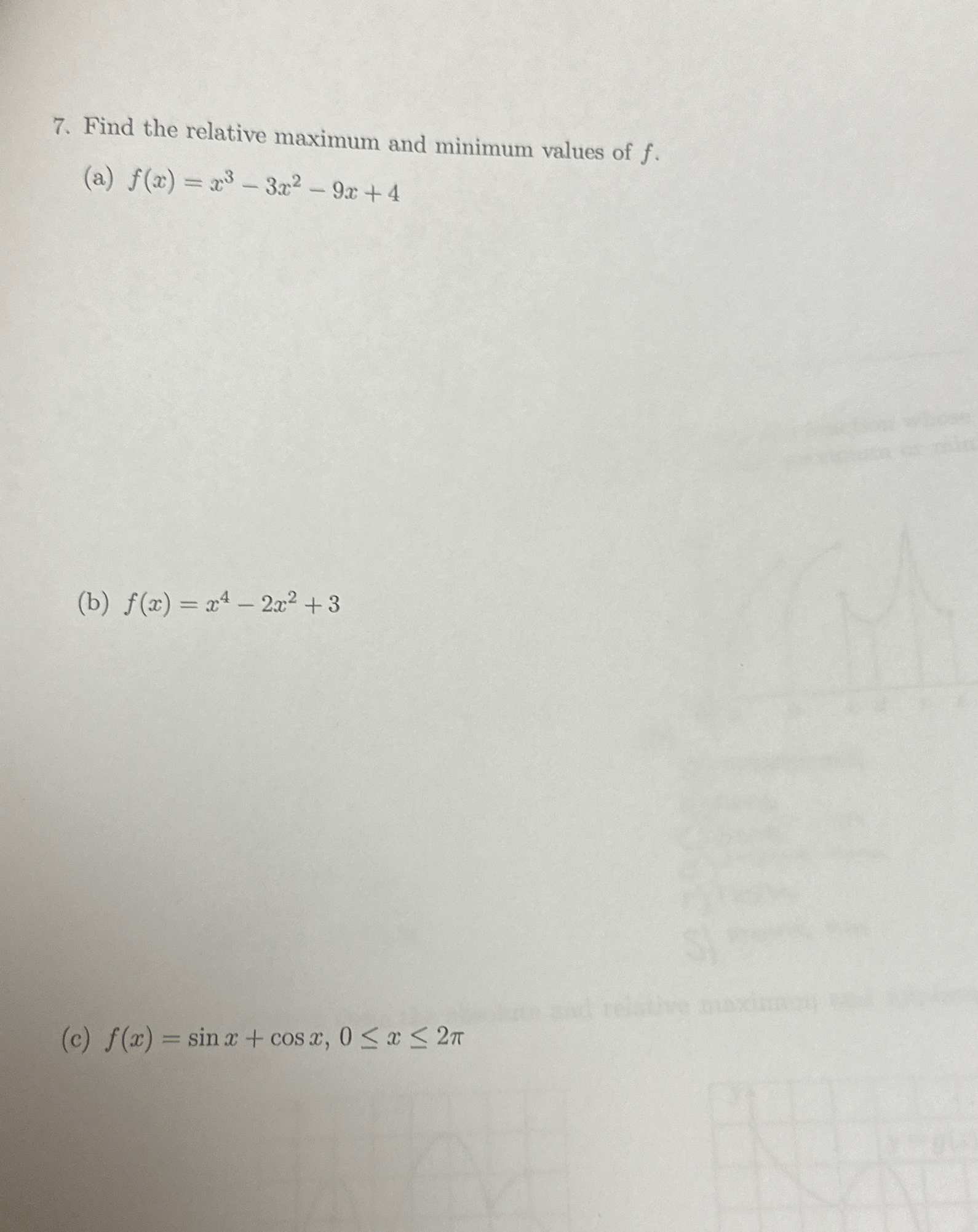 Solved Find The Relative Maximum And Minimum Values Of