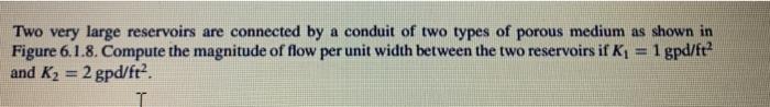 Two very large reservoirs are connected by a conduit | Chegg.com