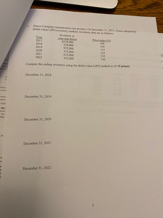 Solved Please show all supporting computations. Points will | Chegg.com