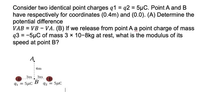 Solved Consider two identical point charges q1=q2=5μC. Point | Chegg.com