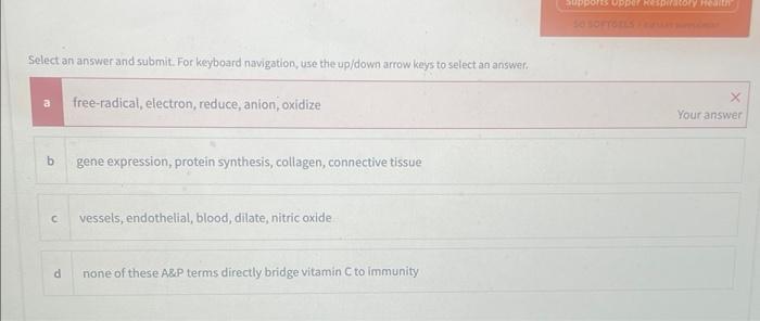 Solved Which anatomy and physiology terms bridge the Vitamin | Chegg.com