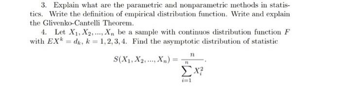 Solved 3. Explain what are the parametric and nonparametric | Chegg.com