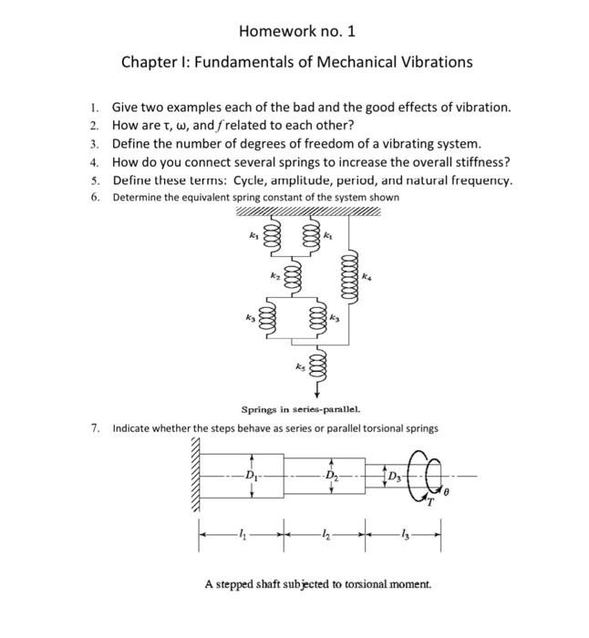 Solved Homework no. 1 Chapter 1: Fundamentals of Mechanical | Chegg.com