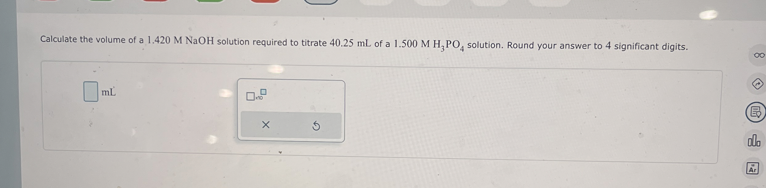 Calculate the volume of a 1.420 ﻿M NaOH solution | Chegg.com