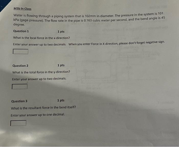 Solved M3b In Class Water is flowing through a piping system | Chegg.com