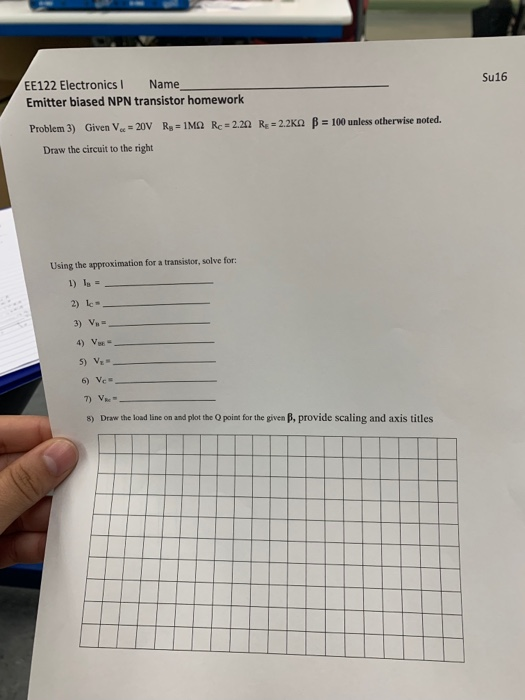 Solved VDB biased NPN transistor homework TOOD Problem 1) | Chegg.com