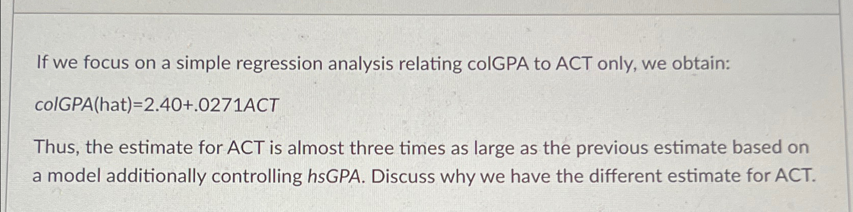 Solved If we focus on a simple regression analysis relating | Chegg.com