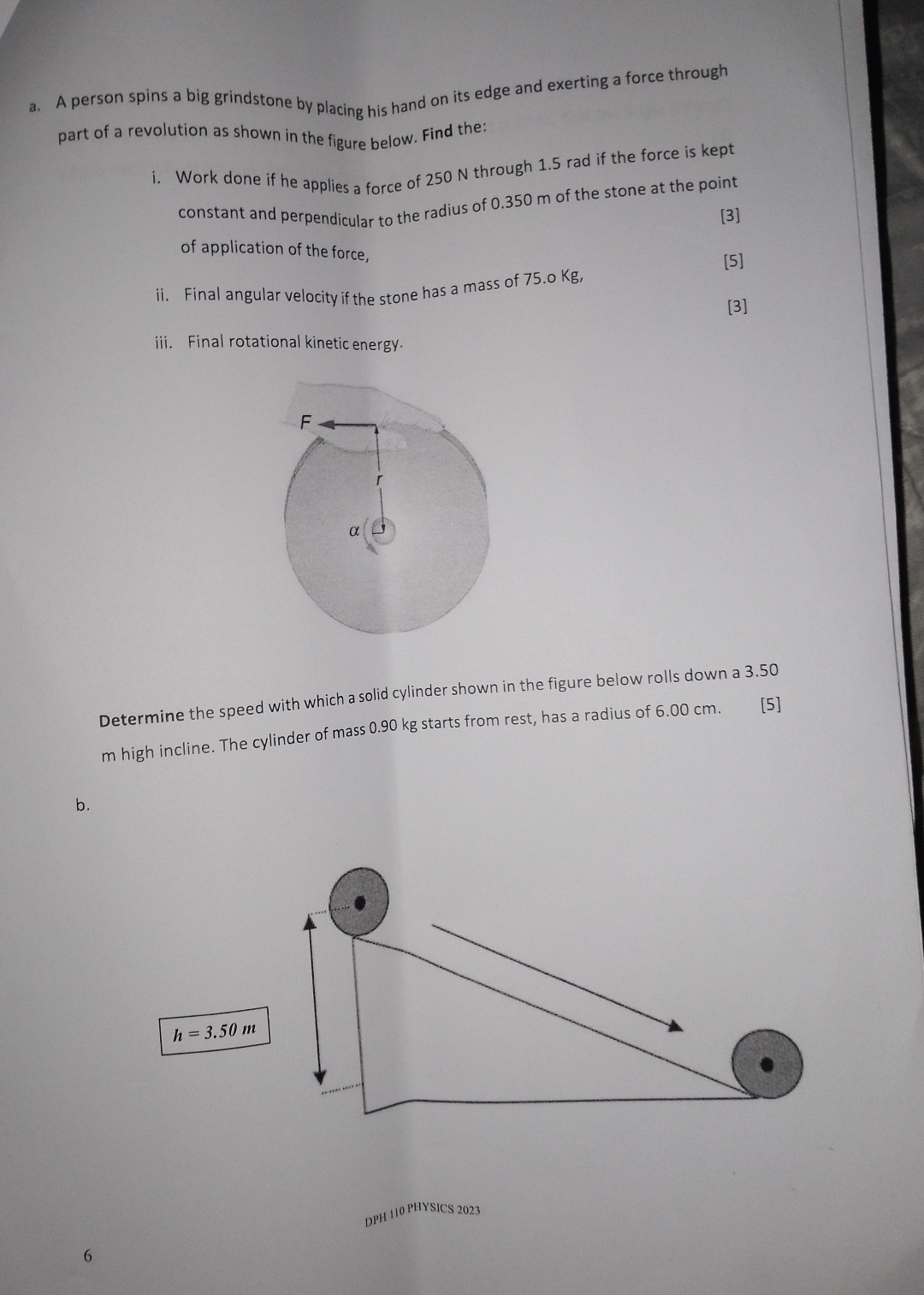 Solved a. ﻿A person spins a big grindstone by placing his | Chegg.com