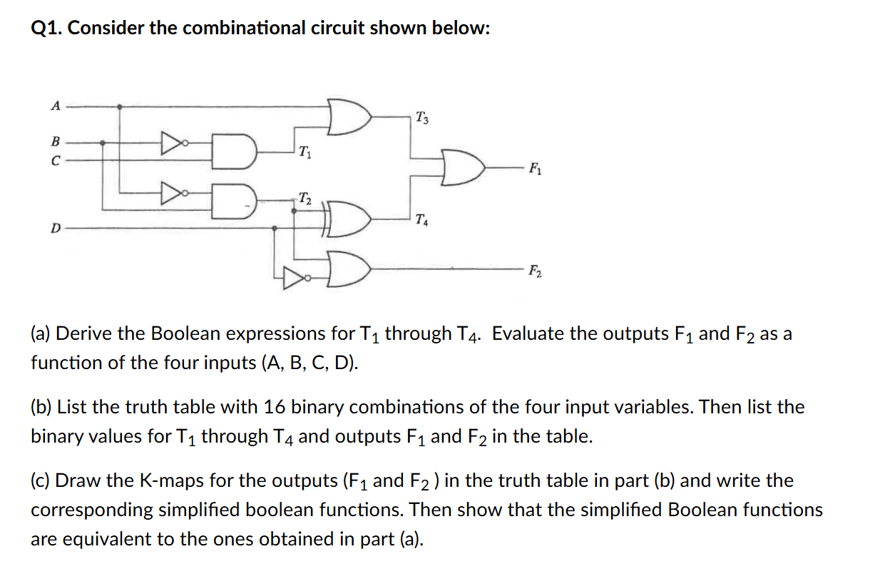 Solved Q1. ﻿Consider the combinational circuit shown | Chegg.com