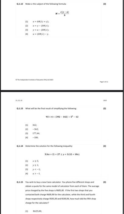 Solved MULTIPLE-CHOICE QUESTIONS: Select one correct answer | Chegg.com