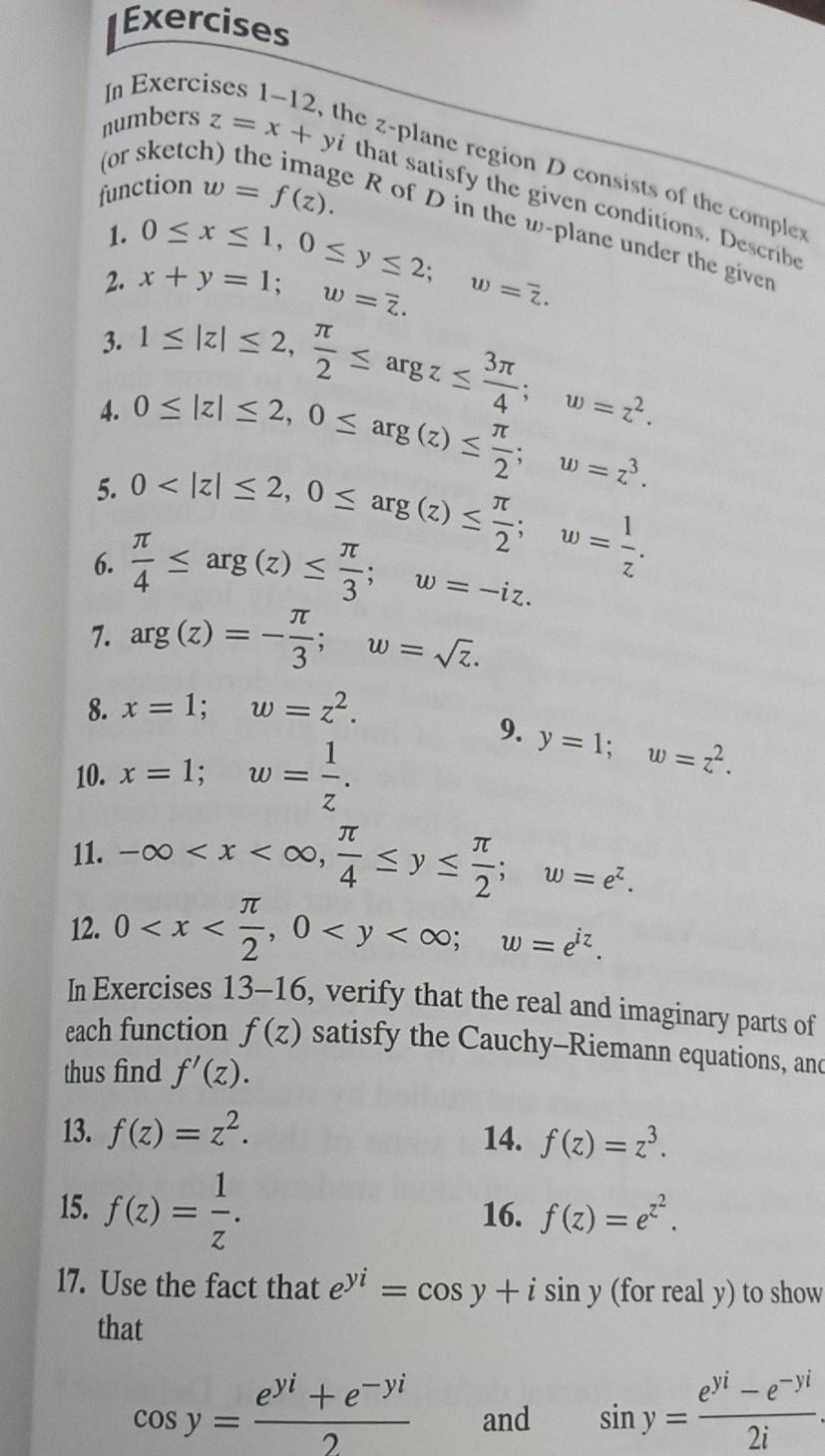 In Exercises 1-12, the z-plane region D consists of | Chegg.com