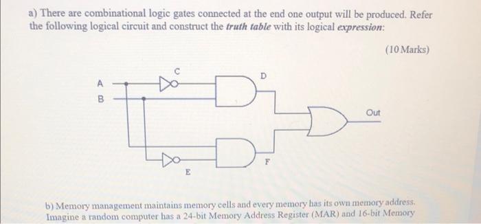 Solved a) There are combinational logic gates connected at | Chegg.com