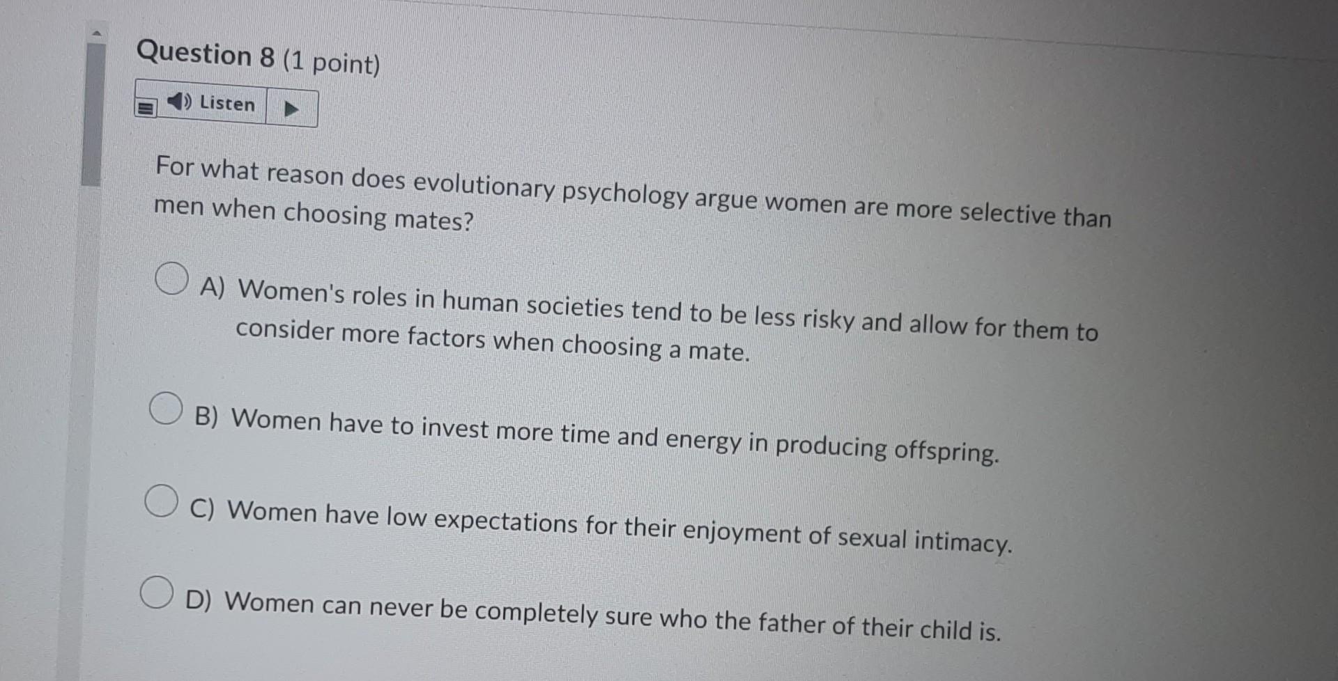 Solved For what reason does evolutionary psychology argue | Chegg.com