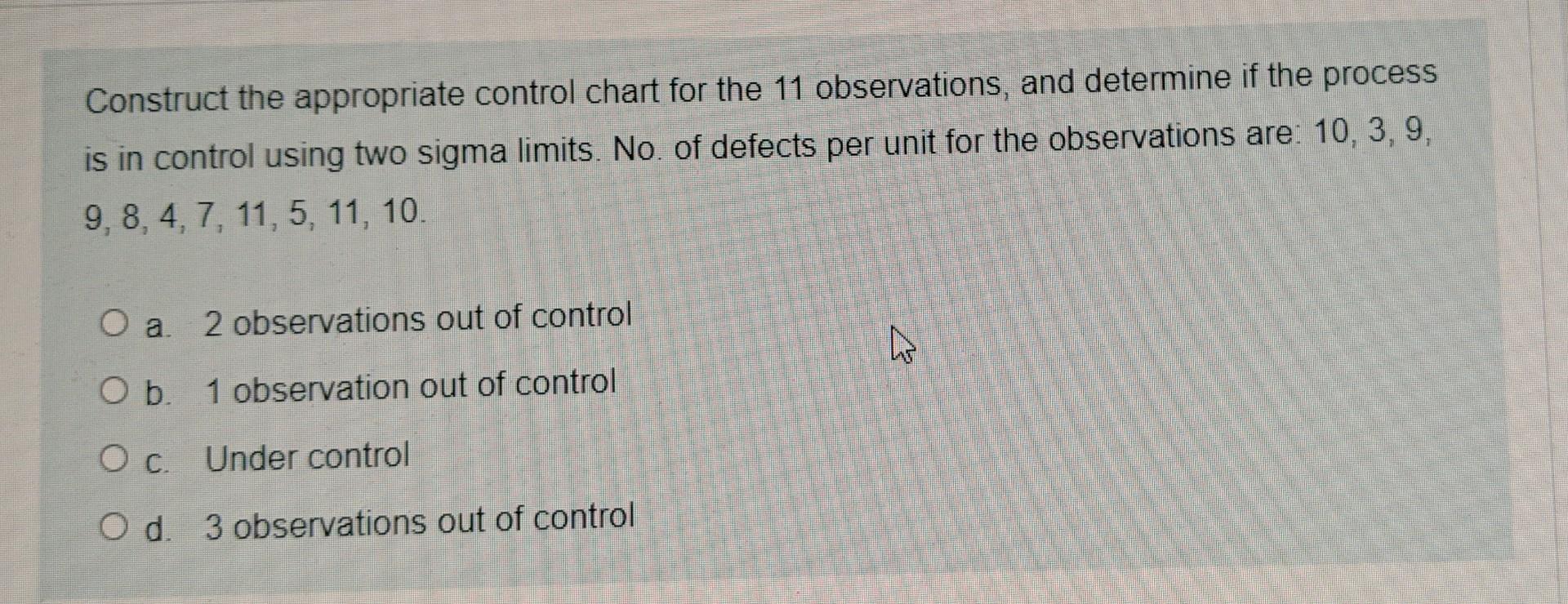 Solved Construct the appropriate control chart for the 11 | Chegg.com