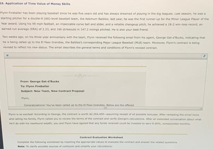 Contract Evaluation Worksheet Complete the following | Chegg.com