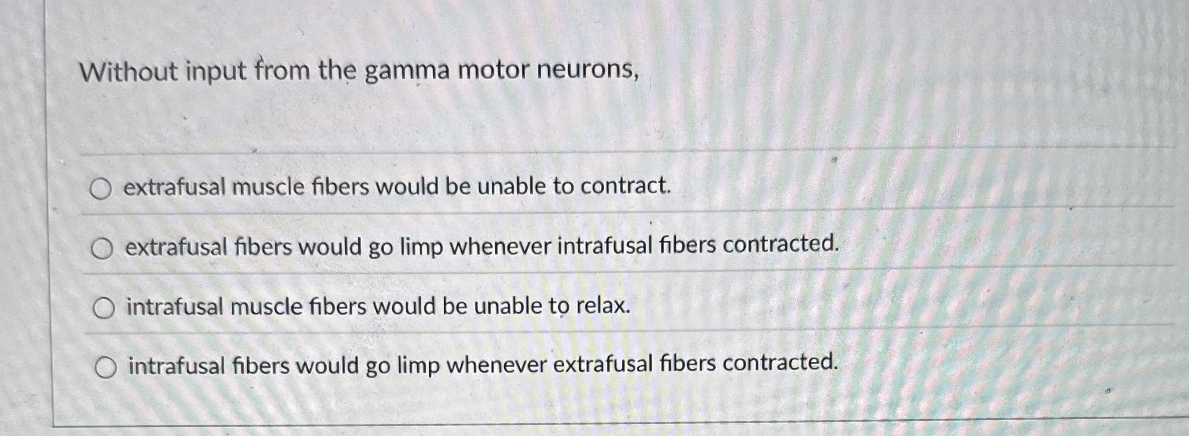 Solved Without input from the gamma motor neurons, | Chegg.com