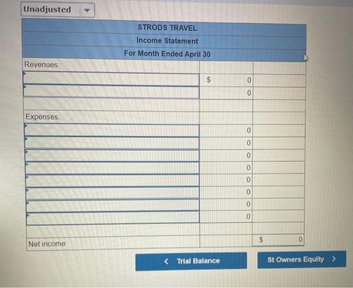 Solved I need help with the unadjusted income statement. | Chegg.com