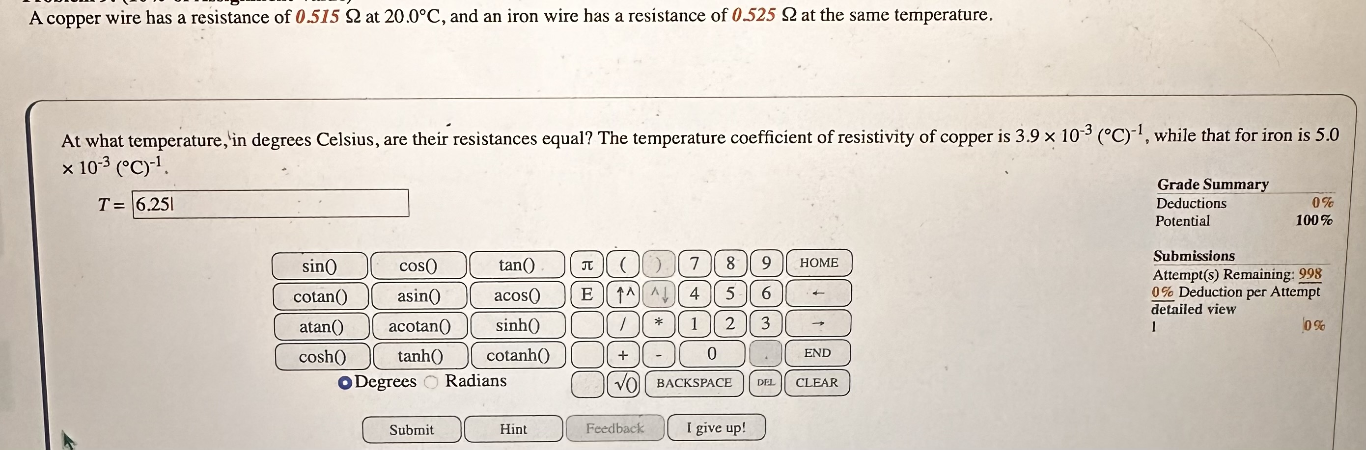 Solved A copper wire has a resistance of 0.515 \Omega at | Chegg.com
