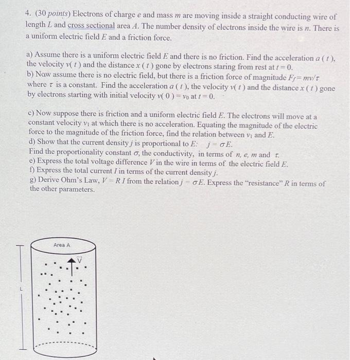 Solved 4. ( 30 points) Electrons of charge e and mass m are | Chegg.com