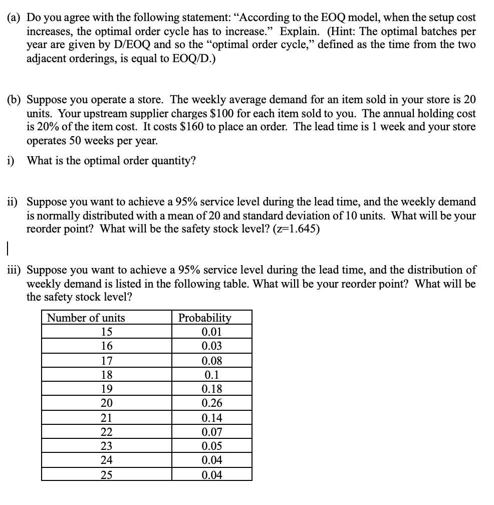 Solved (a) ﻿Do you agree with the following statement: | Chegg.com